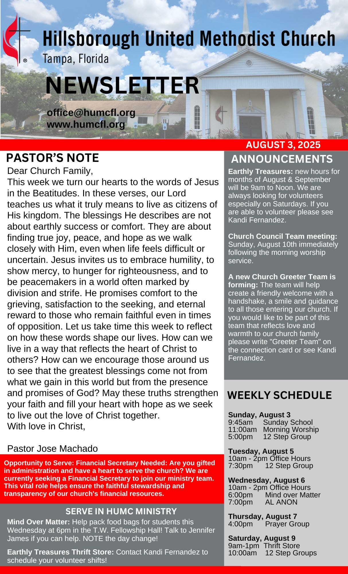 Weekly Newsletter - Hillsborough United Methodist Church